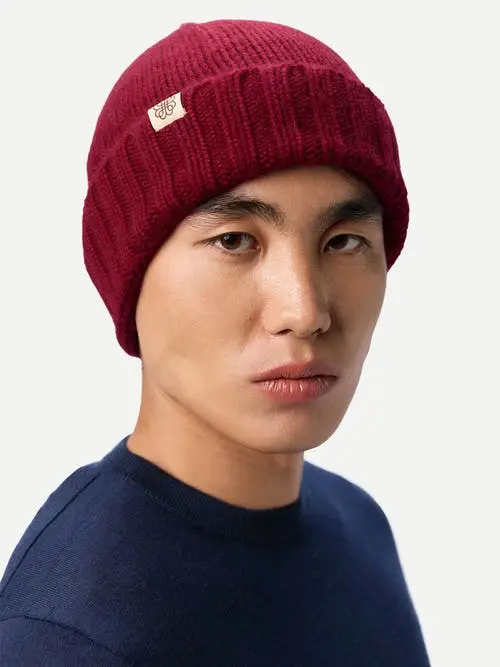 Gobi Cashmere Cashmere Ribbed Beanie - Bordeaux