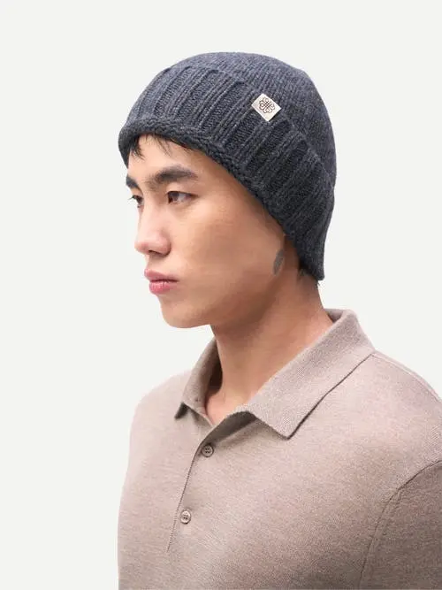Gobi Cashmere Cashmere Ribbed Beanie - Charcoal