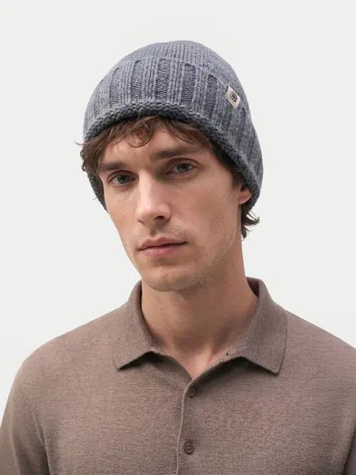 Gobi Cashmere Cashmere Ribbed Beanie - Charcoal