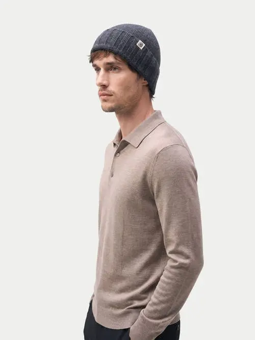 Gobi Cashmere Cashmere Ribbed Beanie - Charcoal