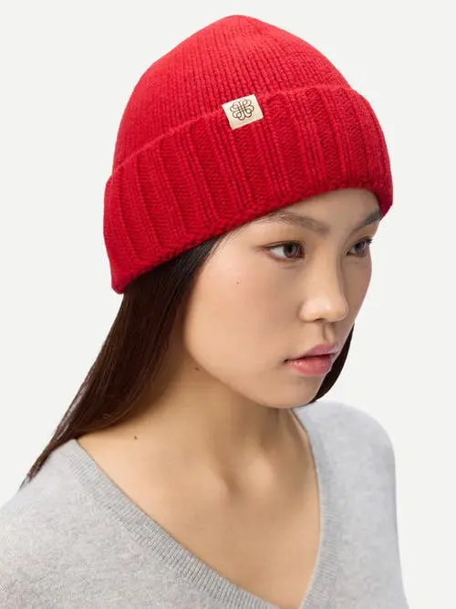 Gobi Cashmere Cashmere Ribbed Beanie - Chili Pepper