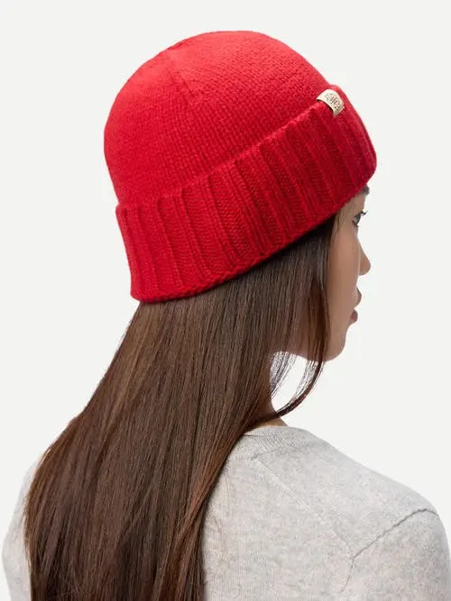 Gobi Cashmere Cashmere Ribbed Beanie - Chili Pepper