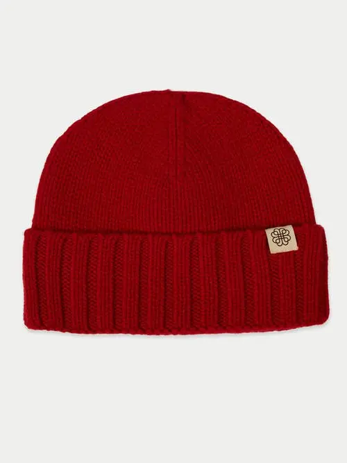 Gobi Cashmere Ribbed Beanie - Chili Pepper
