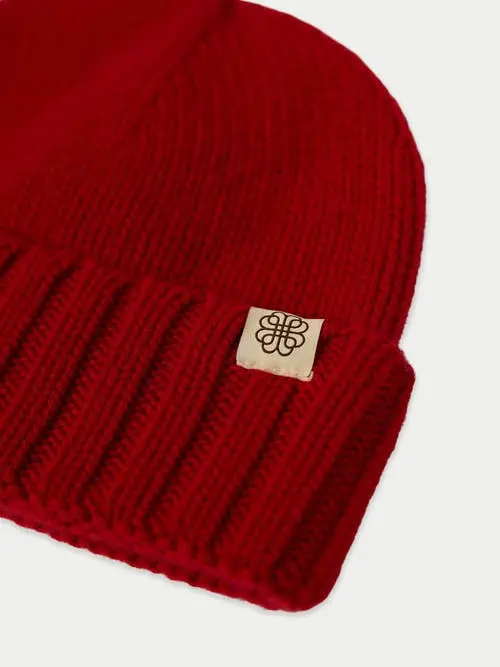 Gobi Cashmere Cashmere Ribbed Beanie - Chili Pepper