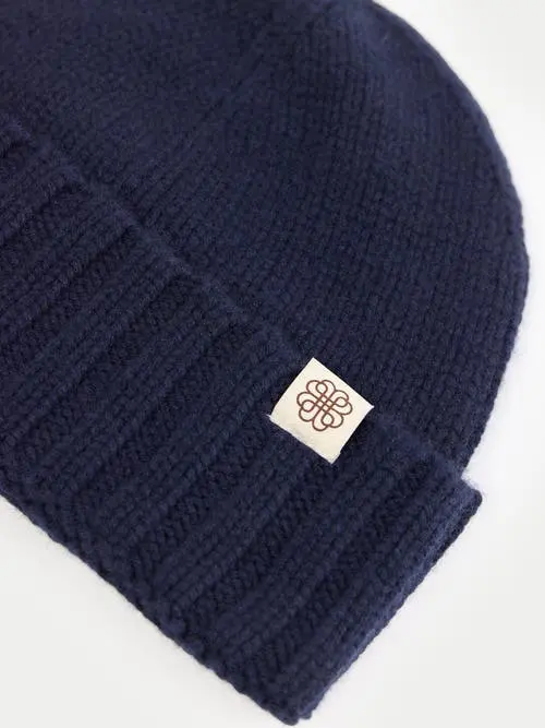 Gobi Cashmere Cashmere Ribbed Beanie - Navy Blazer