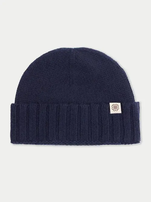 Gobi Cashmere Ribbed Beanie - Navy Blazer