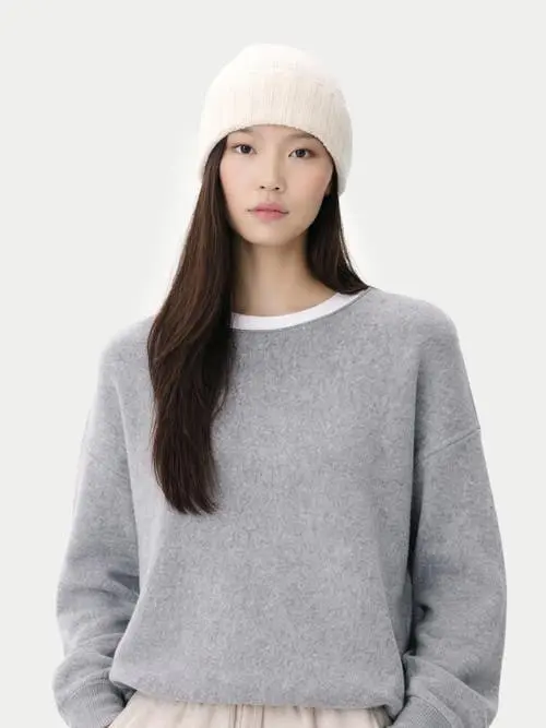 Gobi Cashmere Cashmere Ribbed Beanie - Off White
