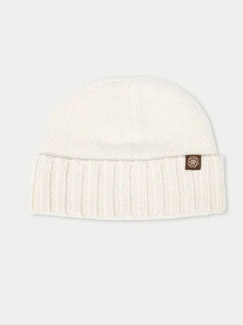 Gobi Cashmere Ribbed Beanie - Off White
