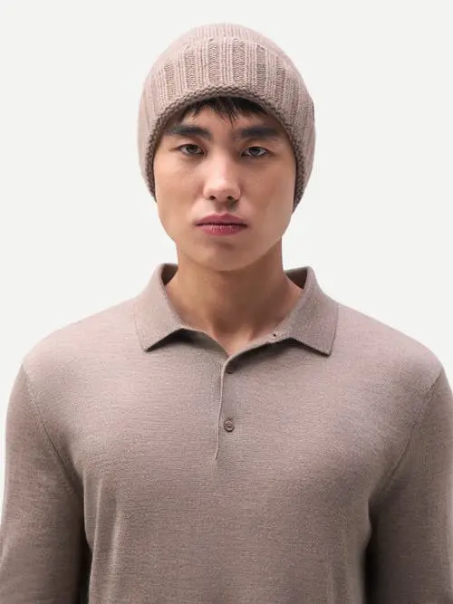 Gobi Cashmere Cashmere Ribbed Beanie - Taupe