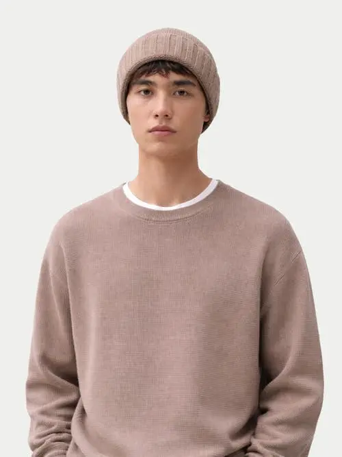 Gobi Cashmere Cashmere Ribbed Beanie - Taupe