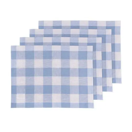 SOLINO HOME Linen Placematsbuffalo Check - Chambray Blue And White