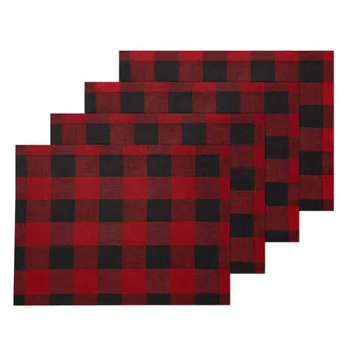SOLINO HOME Linen Placematsbuffalo Check - Red And Black