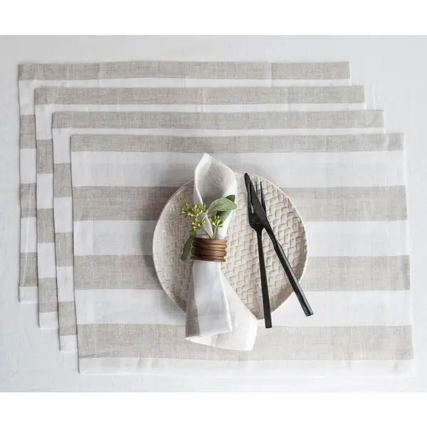 SOLINO HOME Linen Placematscabana Stripe - Natural And White