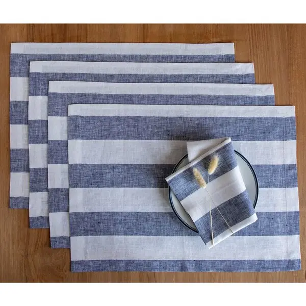 SOLINO HOME Linen Placematscabana Stripe - Navy And White