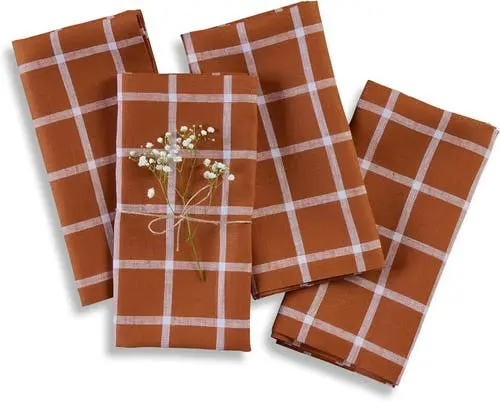 Solino Home Linen Dinner Napkins Set Of 4 - Cinnamon