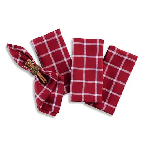 Solino Home Linen Dinner Napkins Set Of 4 - Red