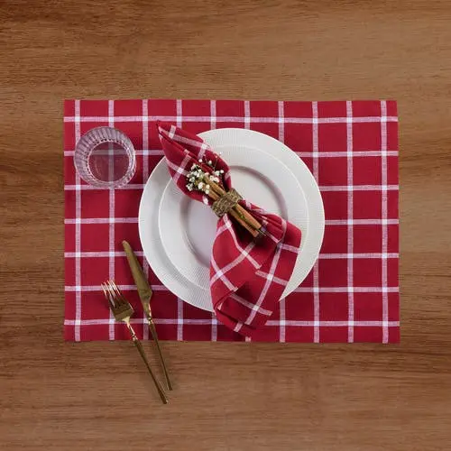 Solino Home Linen Dinner Napkins Set Of 4 - Red