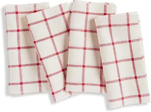 Solino Home Linen Dinner Napkins Set Of 4 - Tofu/red