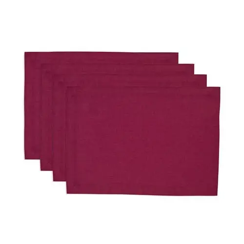 Solino Home Linen Placemats Set Of 4, 14 X 19 Inch For Dining Table - Beet