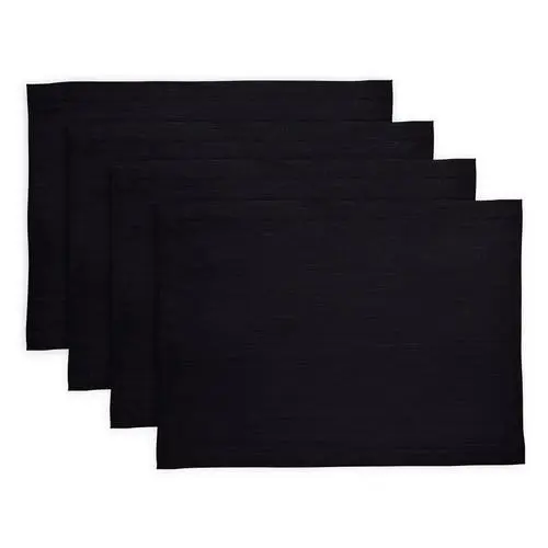 Solino Home Linen Placemats Set Of 4, 14 X 19 Inch For Dining Table - Black