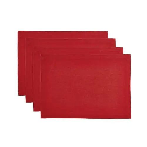 Solino Home Linen Placemats Set Of 4, 14 X 19 Inch For Dining Table - Cherry
