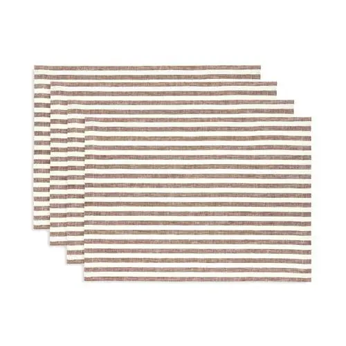 SOLINO HOME Linen Placematsamalfi Stripe - Brown And Cream