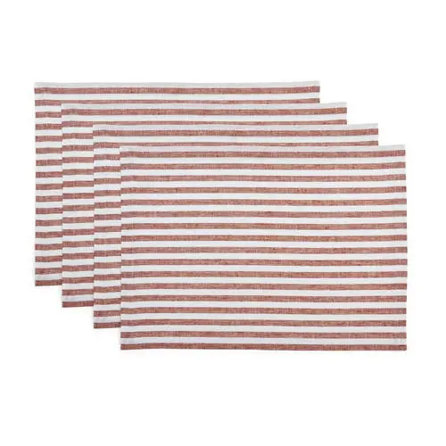 SOLINO HOME Linen Placematsamalfi Stripe - Cinnamon And White