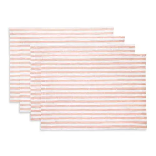 SOLINO HOME Linen Placematsamalfi Stripe - Coral And White