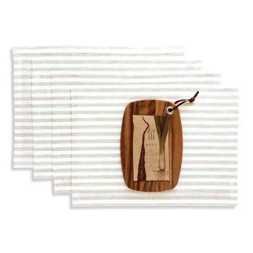 SOLINO HOME Linen Placematsamalfi Stripe - Natural And White