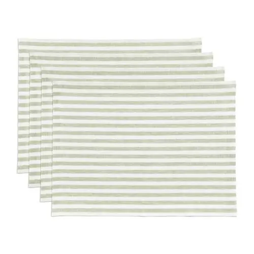 SOLINO HOME Linen Placematsamalfi Stripe - Sage And White