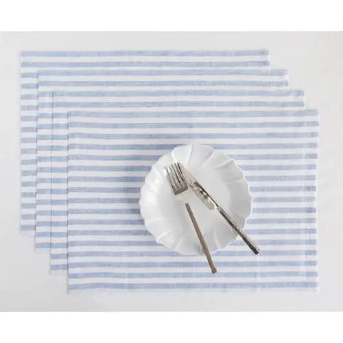 SOLINO HOME Linen Placematsamalfi Stripe - Sky Blue And White