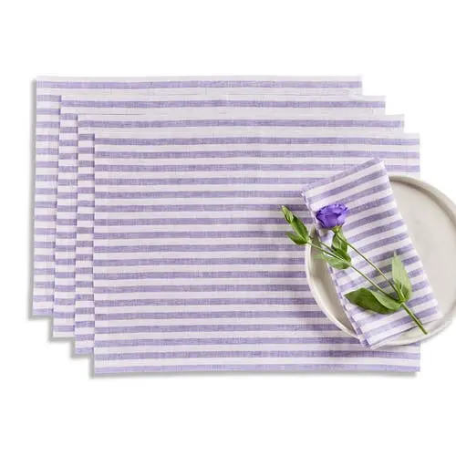 SOLINO HOME Linen Placematsamalfi Stripe - Violet And White