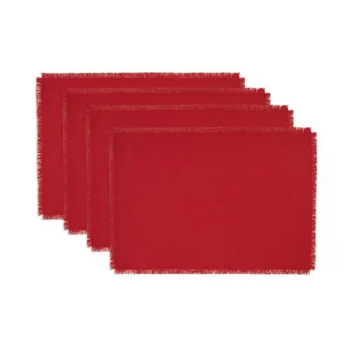 Solino Home Linen Placemats Set Of 4, 14 X 19 Inch For Dining Table - Cherry