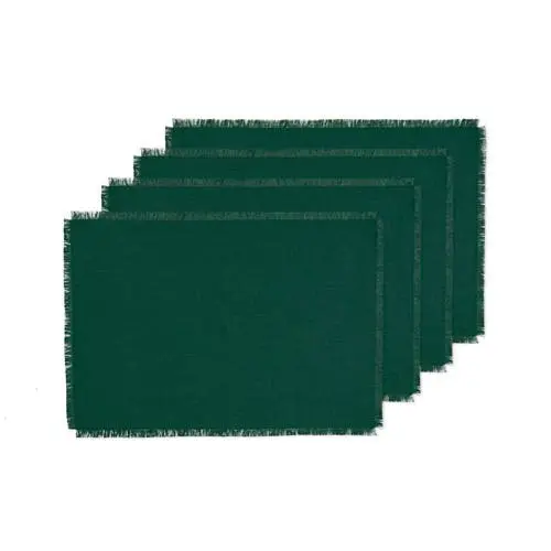 SOLINO HOME Linen Placematsfringe - Evergreen