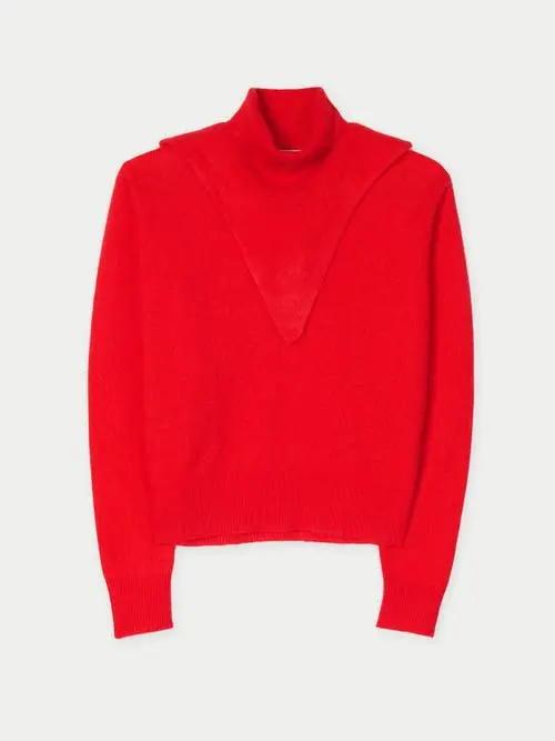 Gobi Cashmere Cashmere Dual-collar Sweater - Fiery Red