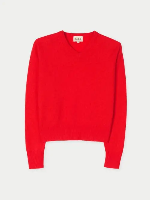 Gobi Cashmere Cashmere Dual-collar Sweater - Fiery Red