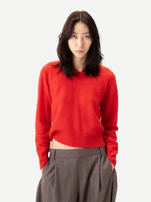 Gobi Cashmere Cashmere Dual-collar Sweater - Fiery Red