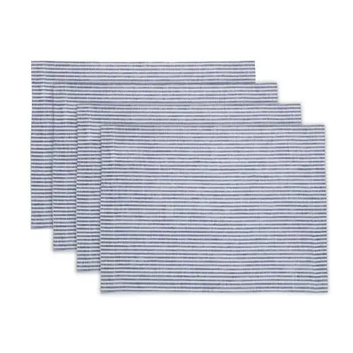 SOLINO HOME Linen Placematsnarrow Stripe - Navy And White