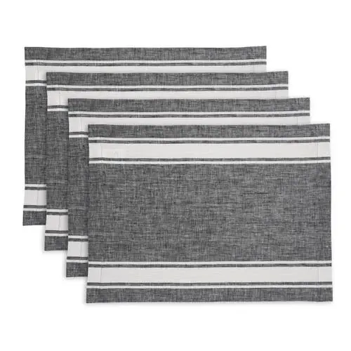 SOLINO HOME Linen Placematscountry Stripe - Black