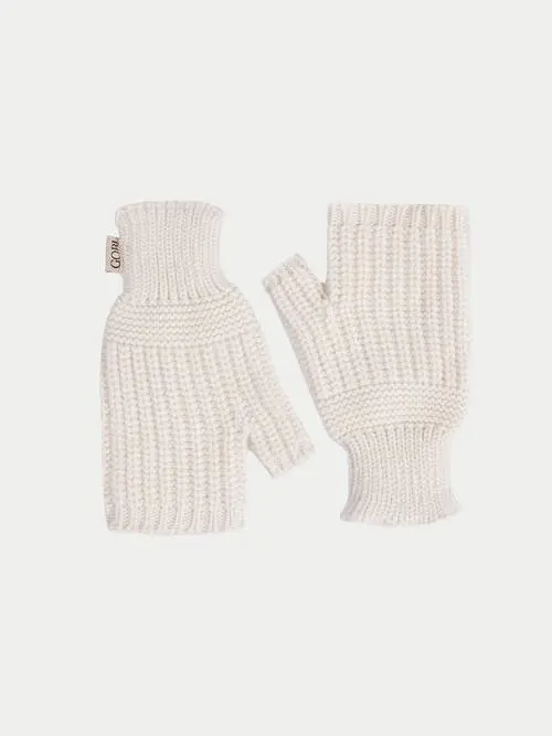 Gobi Cashmere Rib-knit Cashmere Fingerless Gloves - White