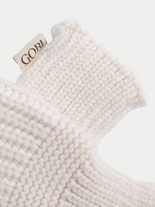 Gobi Cashmere Rib-knit Cashmere Fingerless Gloves - White
