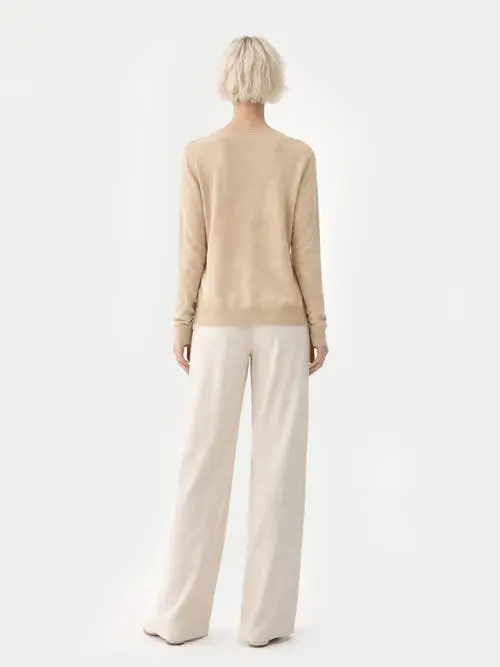 Gobi Cashmere Cashmere Crewneck Cardigan - Beige
