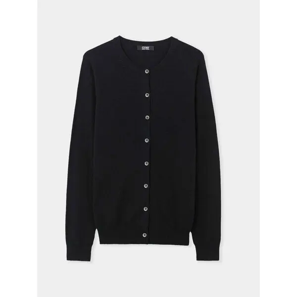 Gobi Cashmere Cashmere Crewneck Cardigan - Black