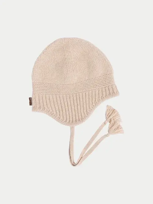 Gobi Cashmere Ultimate Warmth Knit Tie Hat - Beige