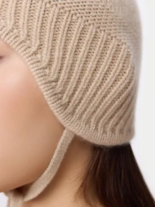 Gobi Cashmere Ultimate Warmth Knit Tie Hat - Beige