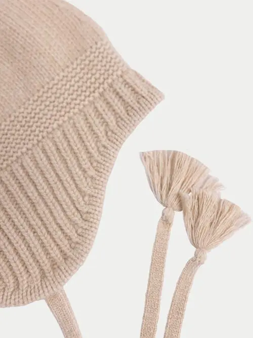 Gobi Cashmere Ultimate Warmth Knit Tie Hat - Beige
