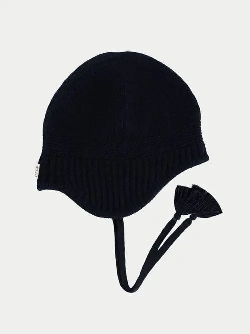 Gobi Cashmere Ultimate Warmth Knit Tie Hat - Black