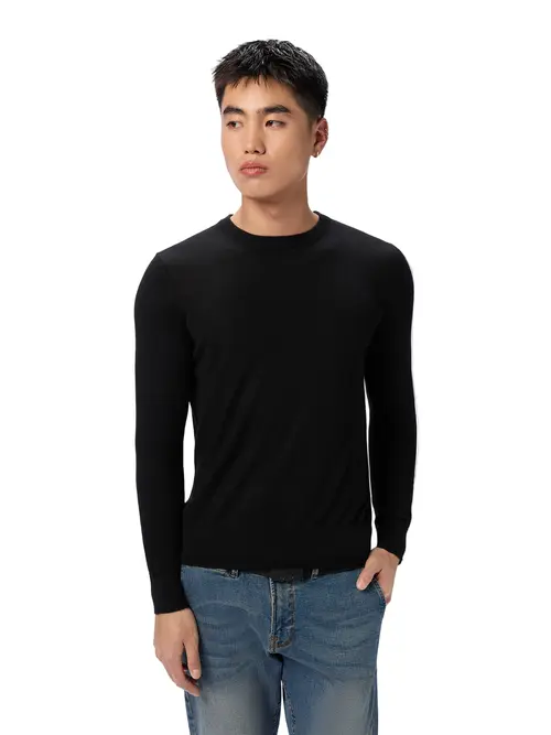 Gobi Cashmere Silk Crew Neck Sweater - Black