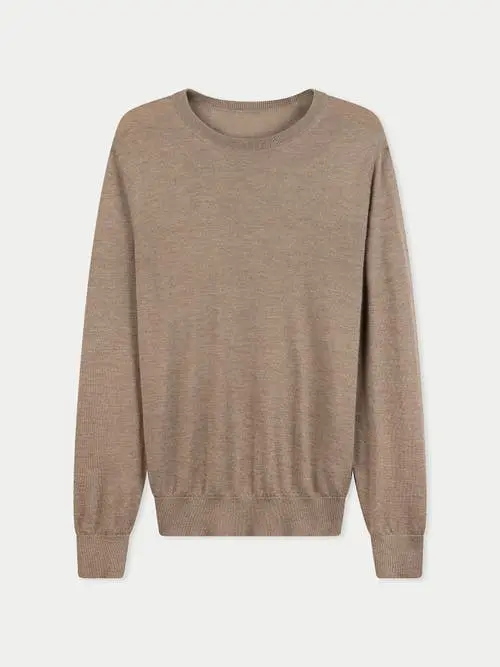Gobi Cashmere Silk Crew Neck Sweater - Timber Wolf
