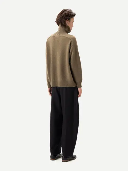 Gobi Cashmere Barrel-leg Pleated Cashmere Trousers - Black